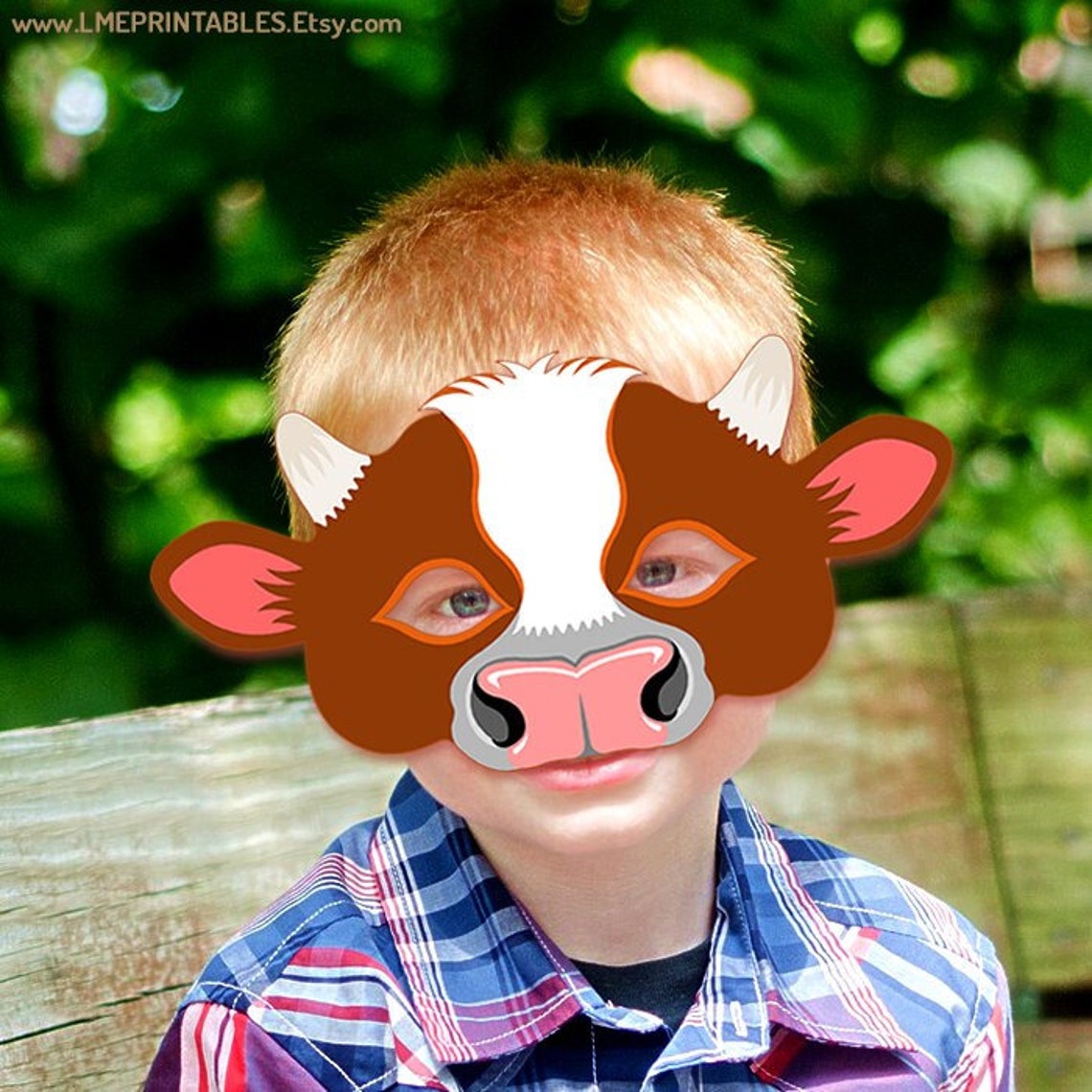 Cow Mask Printable Costume Calf Halloween Brown White Mask - Etsy