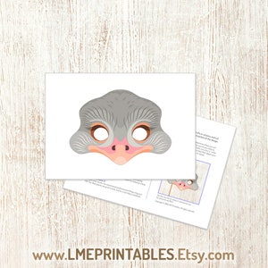 Ostrich Mask Printable Halloween Costume Animal Bird Emu Paper Craft ...