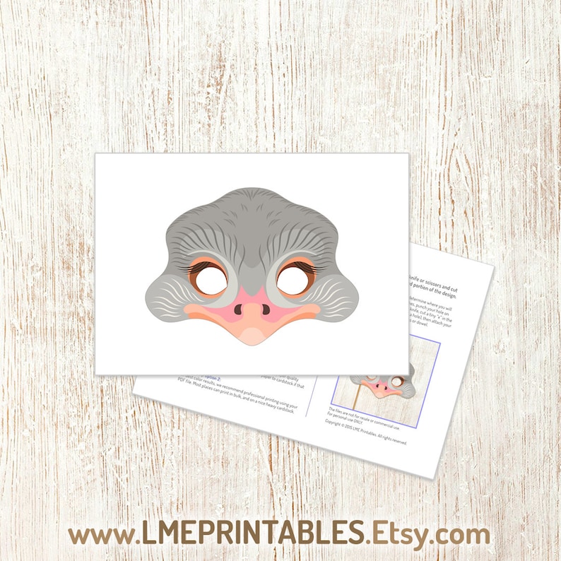 Ostrich Mask Printable Halloween Costume Animal Bird Emu Paper Craft ...