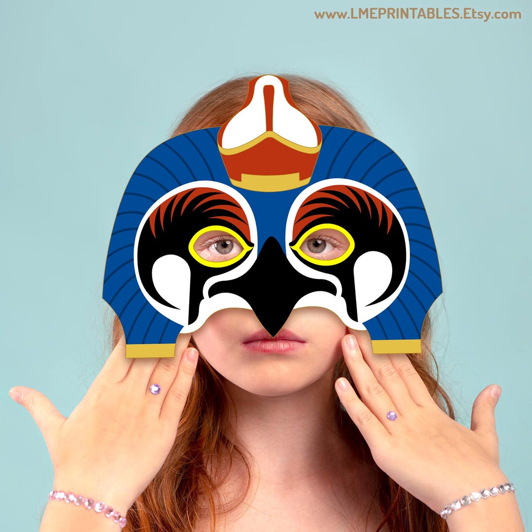 Horus Mask Printable Egyptian Halloween Costume Ancient Egypt Hawk Peregrine Falcon School ...