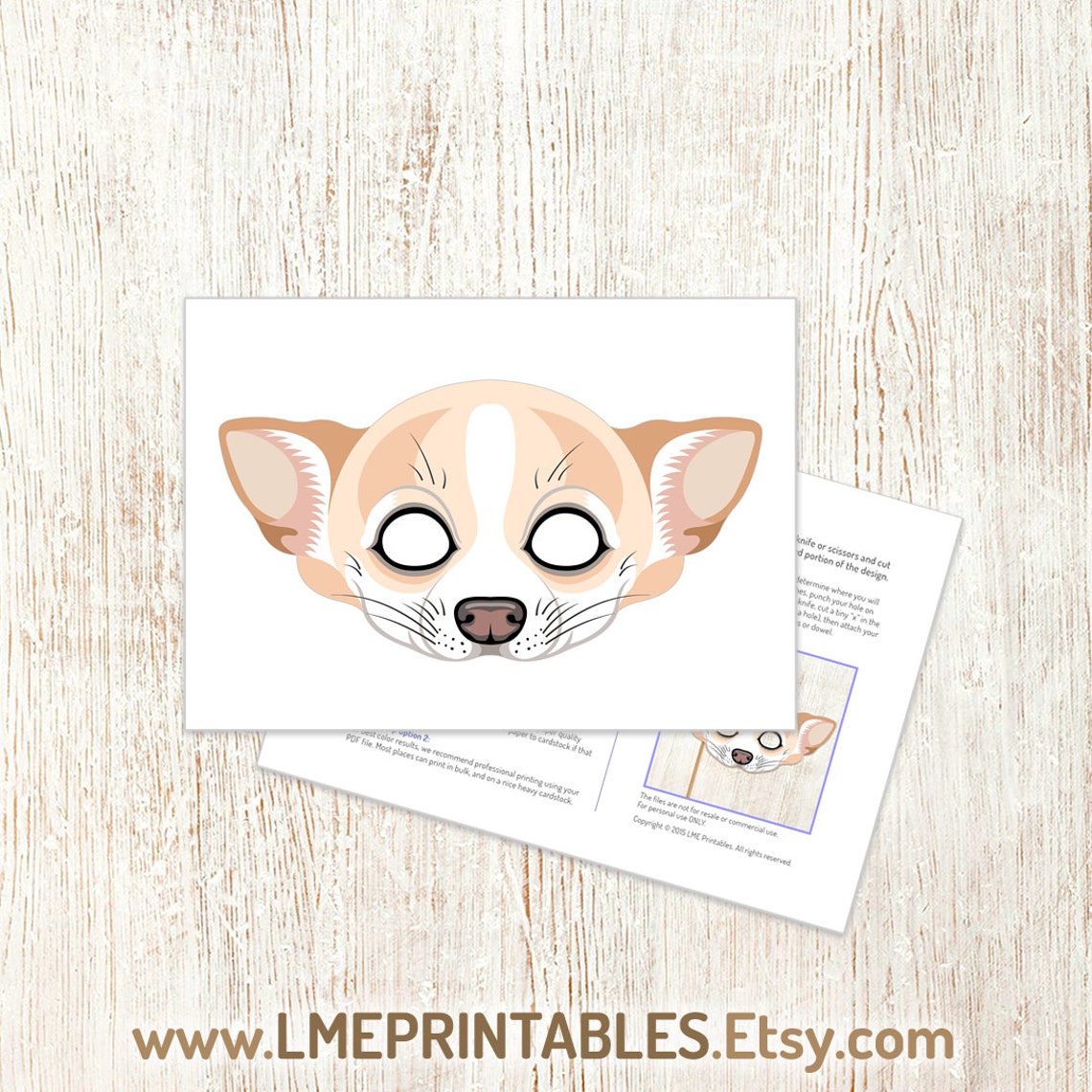 Chihuahua Dog Mask Printable Costume Puppy Animal Halloween Paper Craft ...