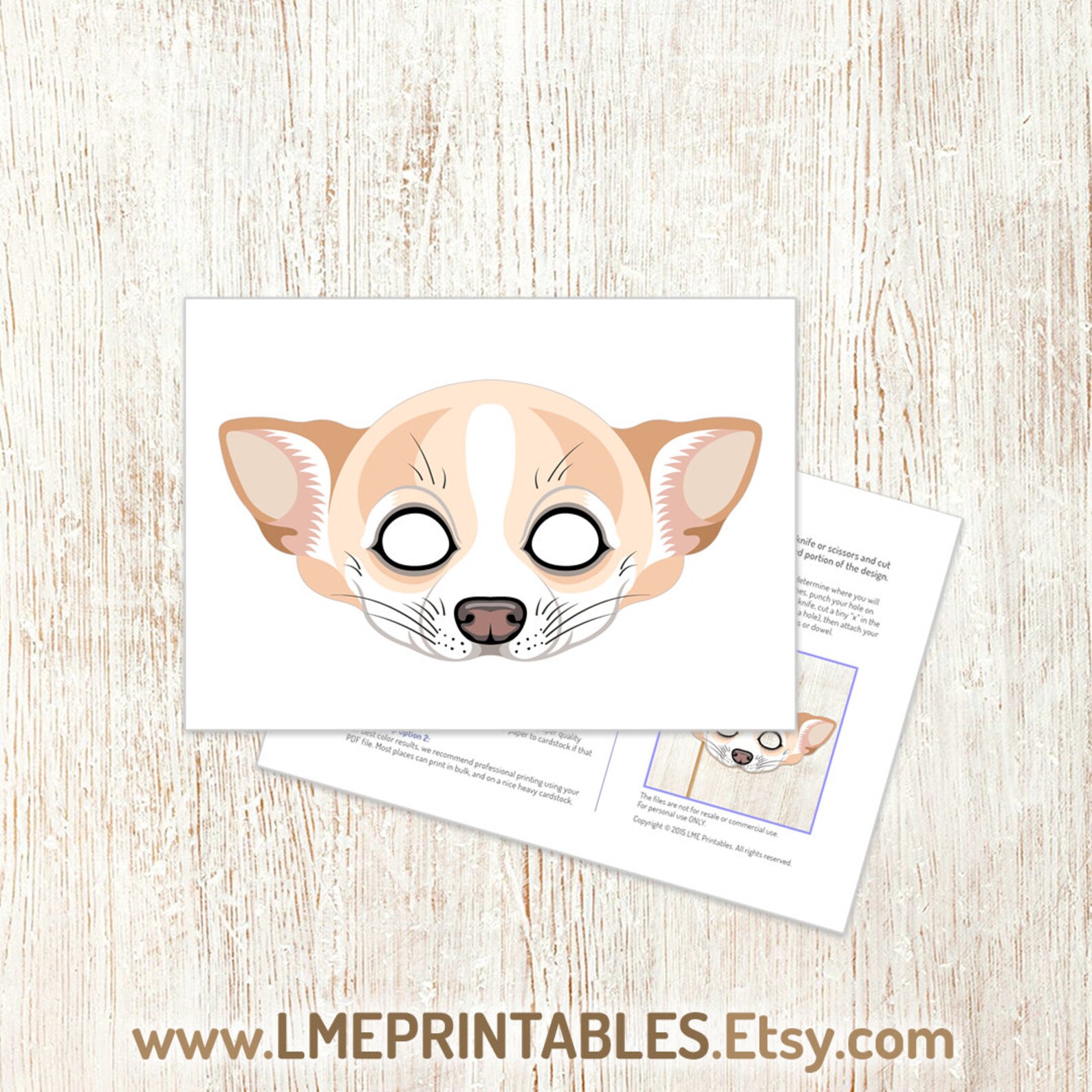 Chihuahua Dog Mask Printable Halloween Costume Puppy Animal Paper Craft ...