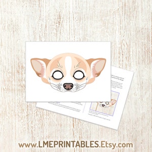 Chihuahua Dog Mask Printable Halloween Costume Puppy Animal Paper Craft ...