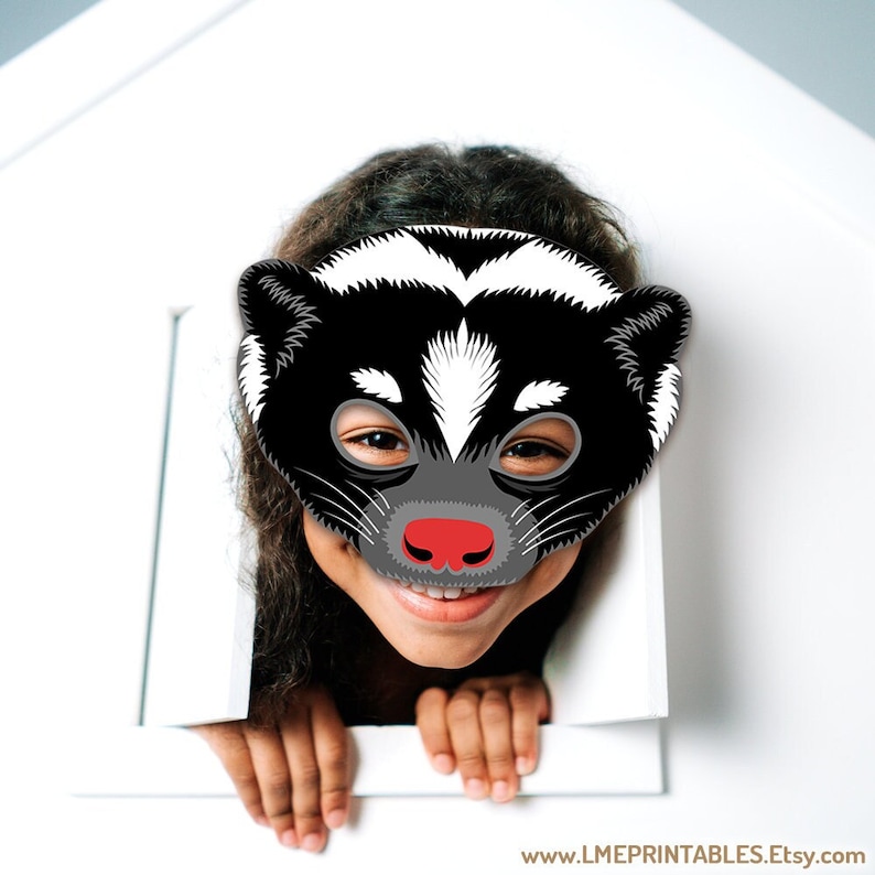 Skunk Mask Printable Halloween Costume Animal Woodland Stink Badger ...