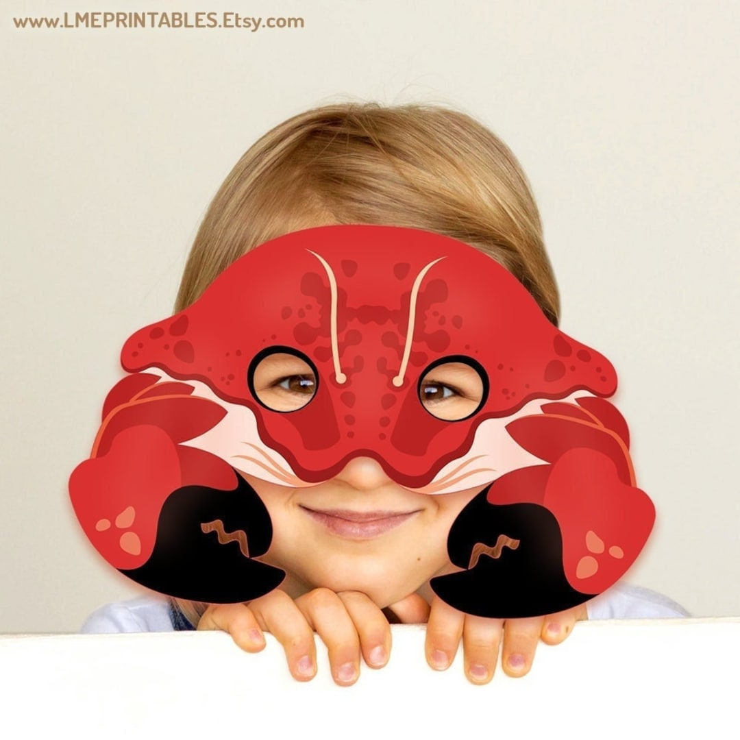 Crab Printable Mask Halloween Costume Animal Paper Masks Template Kids ...
