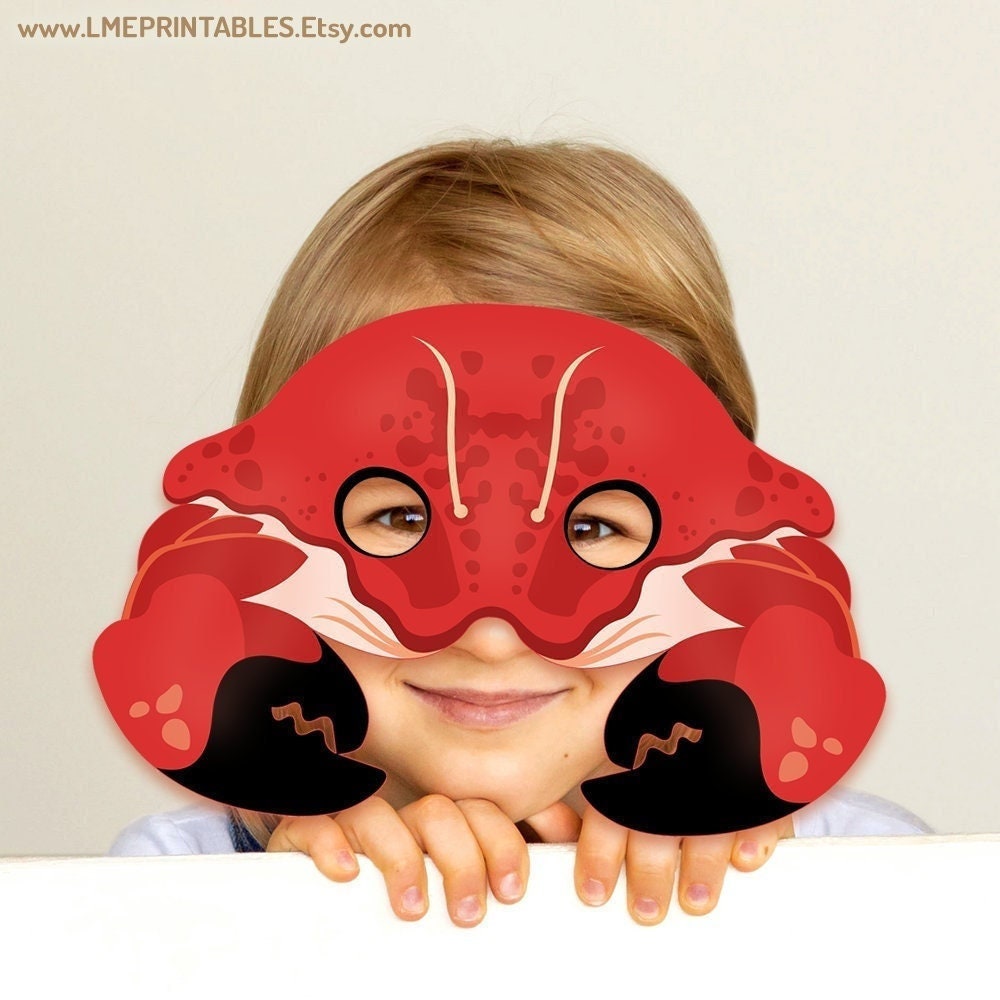 Crab Printable Mask Halloween Costume Animal Paper Masks Template Kids ...