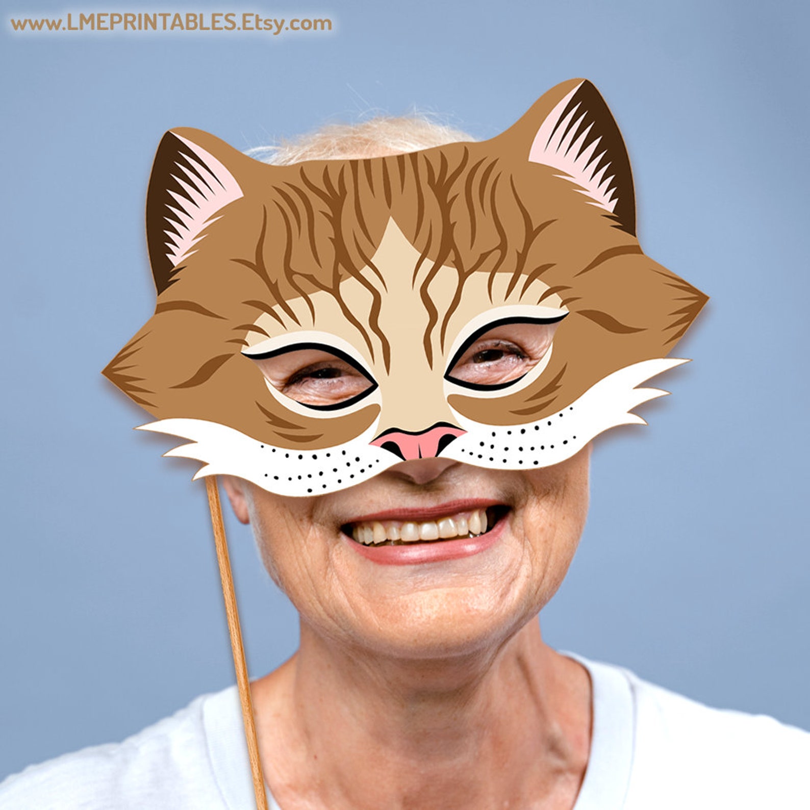 Tabby Cat Mask Printable Costume Halloween Party Favor Cute Face Kitten ...
