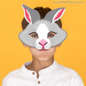 Gray Rabbit Printable Mask Bunny Netherland Carnival Easter Halloween ...