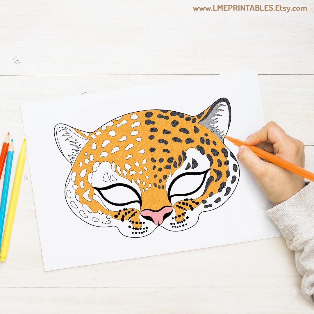 Jaguar Coloring Mask Printable Animal Jaguareté Costume Rainforest ...