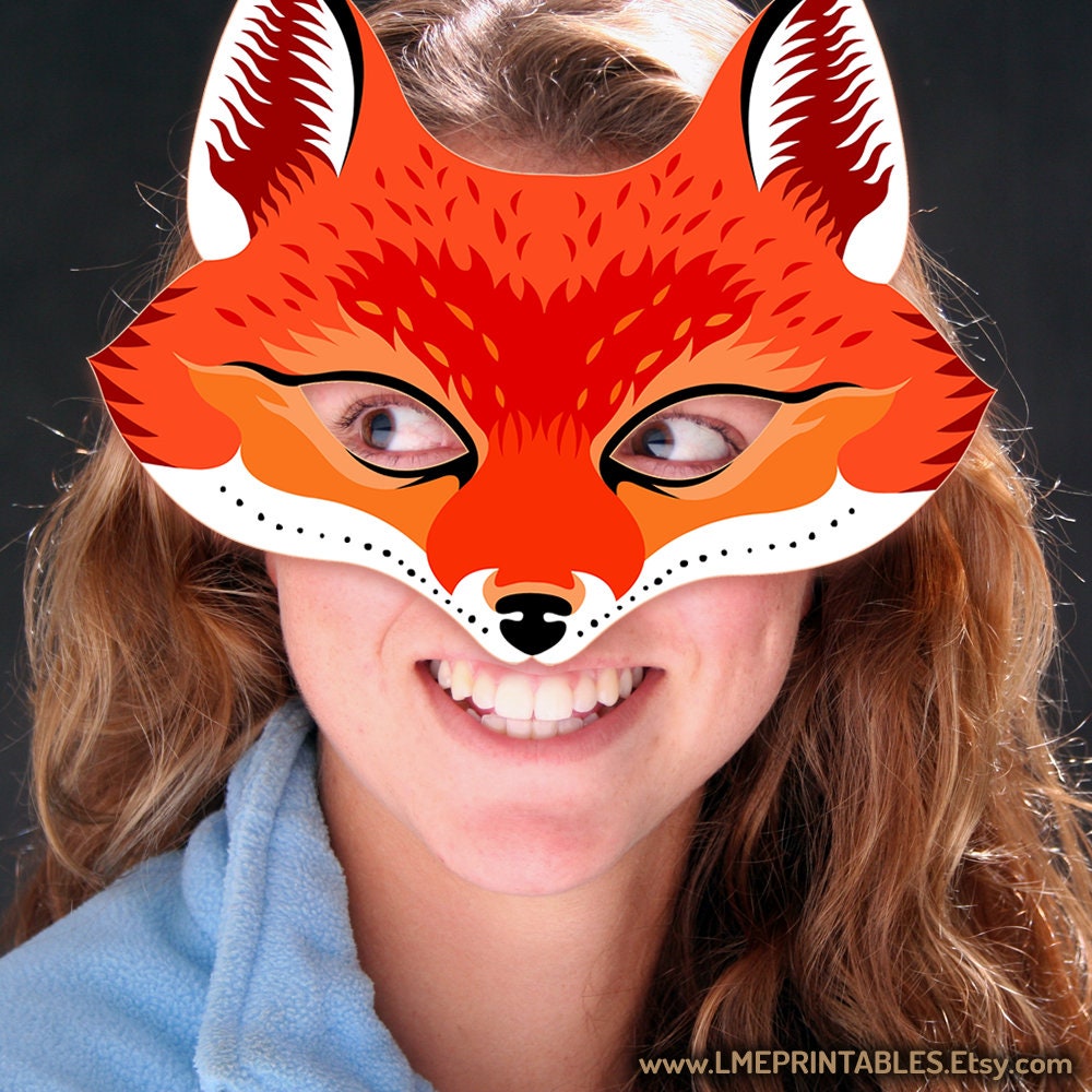 Red Fox Mask Printable Animal Costume Carnival Halloween Paper School ...