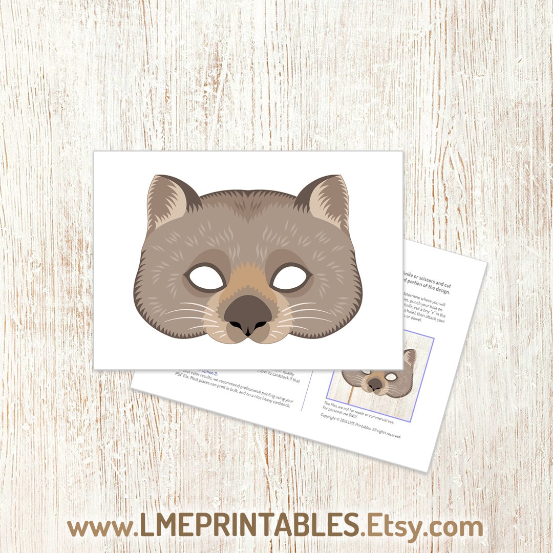Wombat Mask Printable Halloween Costume Australia Animal Birthday Party ...