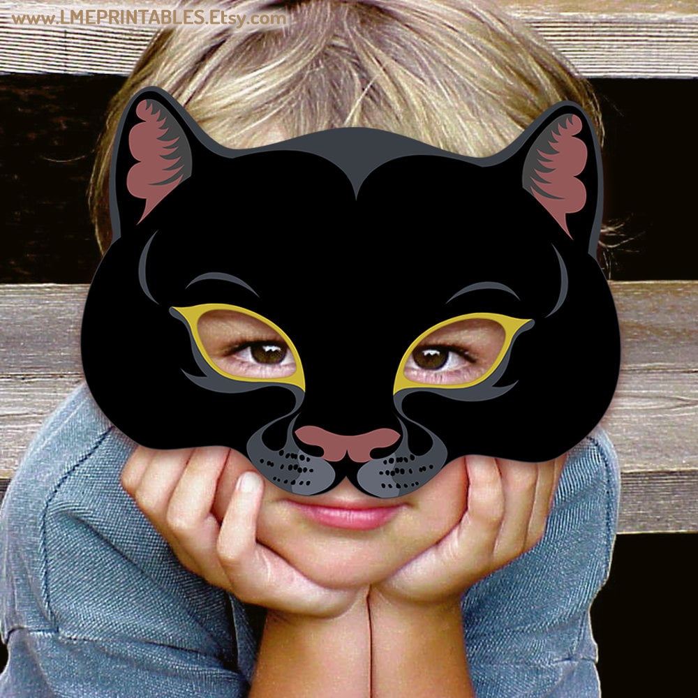 Panther Mask Printable Halloween Animal Costume Kid Adult Cat Black ...