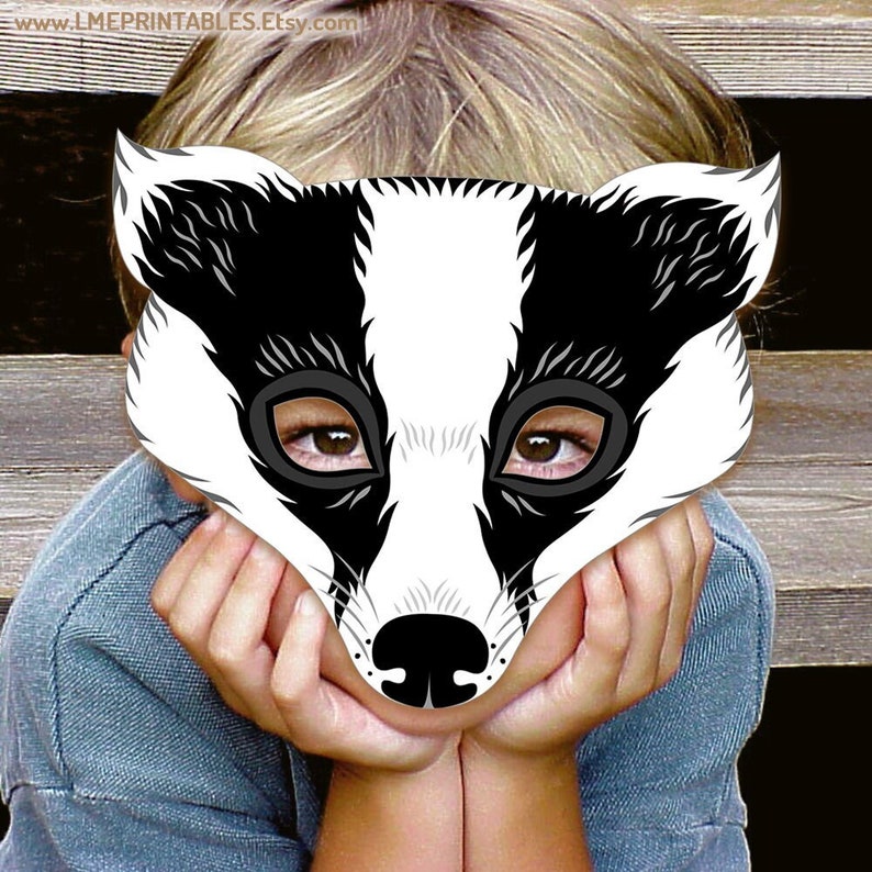 Badger Mask Printable Halloween Costume Animal Hufflepuff Woodland ...