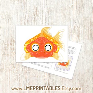 Goldfish Printable Mask Animal Halloween Costume Pool Party Favor Paper ...