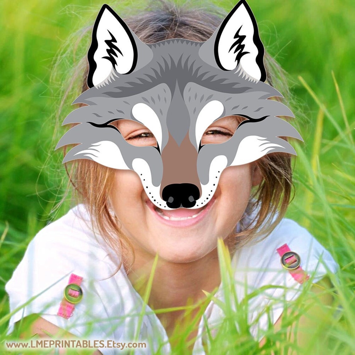 Gray Wolf Mask Printable Costume Woodland Halloween Party Favor Forest ...