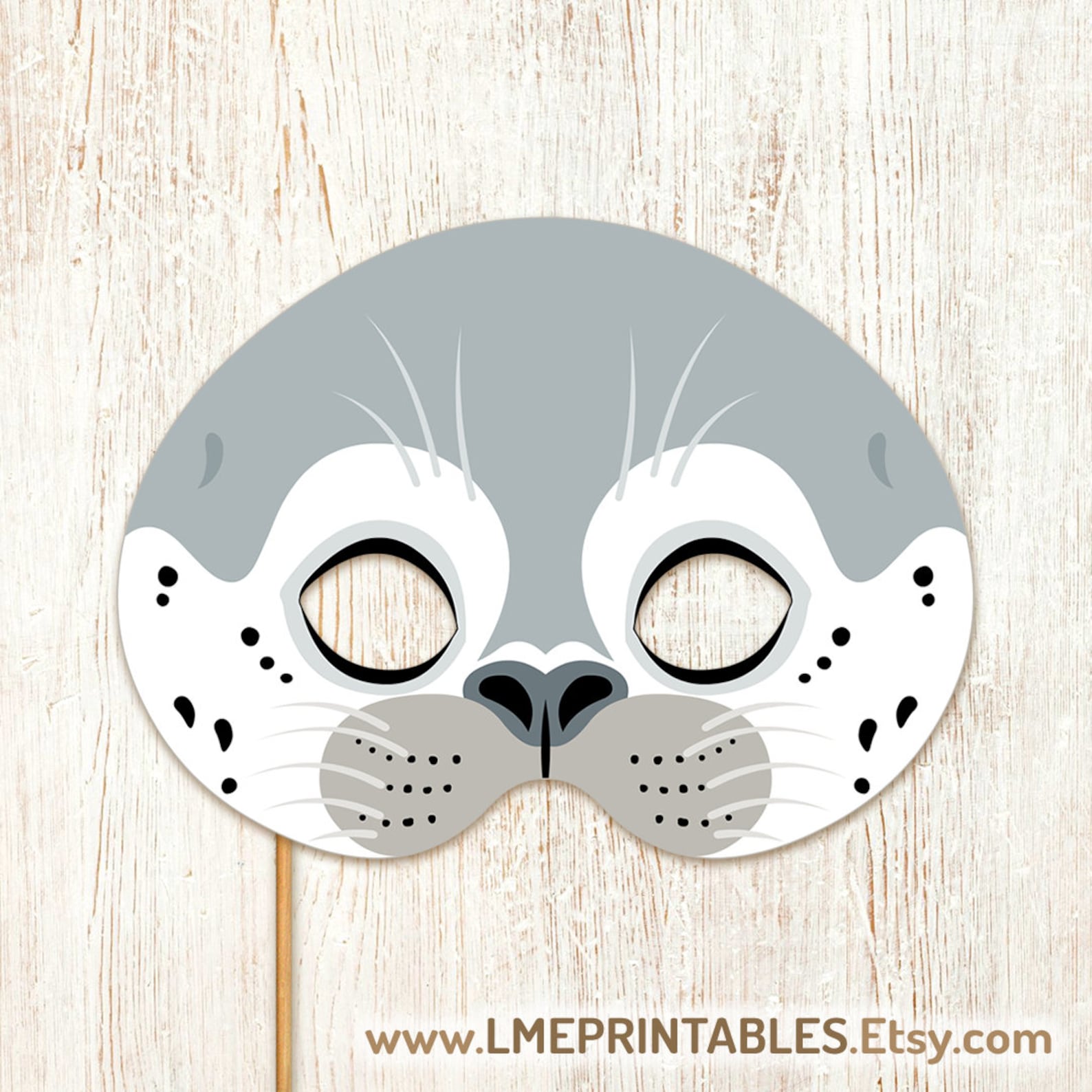 Seal Mask Printable Harbor Seal Gray Harp Costume Kid Adult Pool Party ...