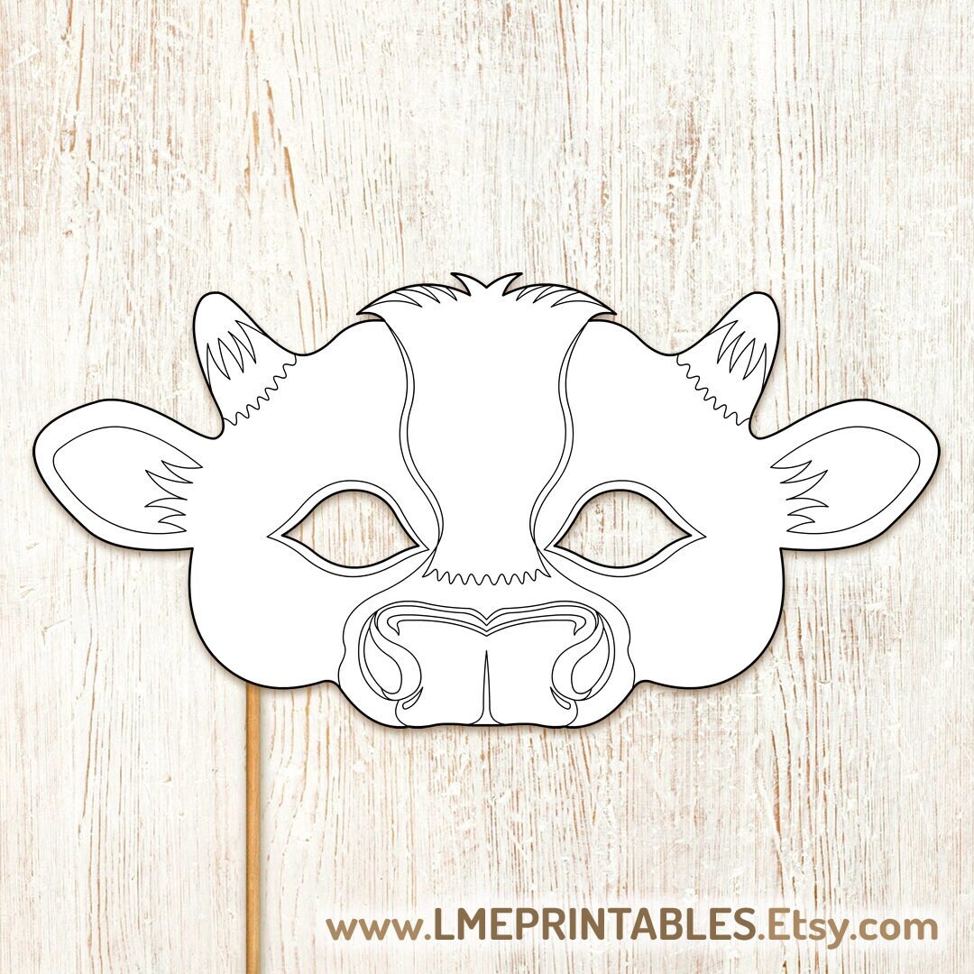 Cow Coloring Mask Printable Colouring Animal Farm Halloween Costume ...