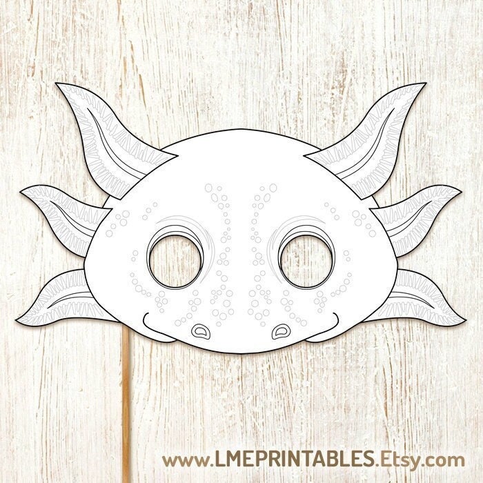 Axolotl Coloring Mask Printable Costume Animal Halloween Activity Book ...