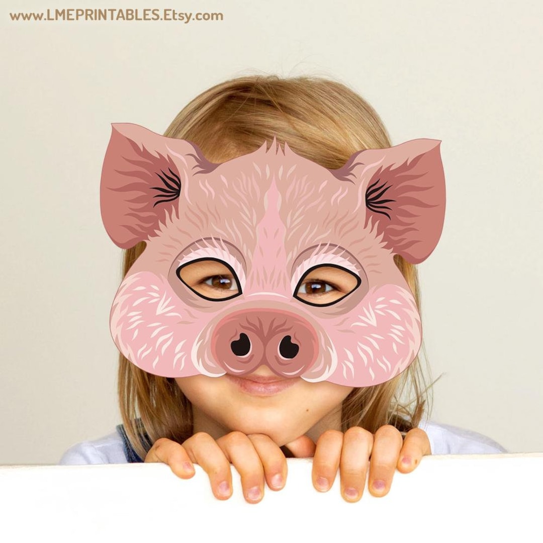 Pig Mask Printable Halloween Costume 3 Little Pigs Animal Farm DIY ...
