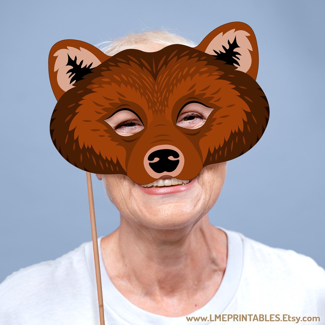 Bear Mask Printable Grizzly Brown Costume Paper Favor Forest Woodland ...