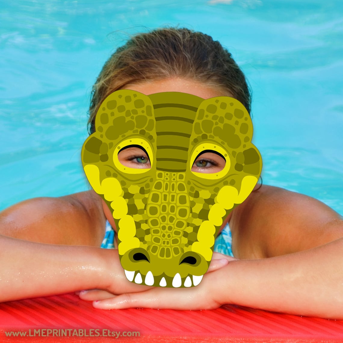 Crocodile Printable Mask Reptile DIY Costume Halloween Green Animal ...