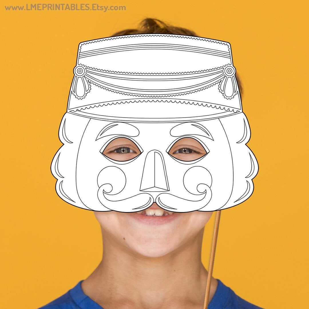 Nutcracker Coloring Mask Printable Christmas Costume Soldier Activity ...