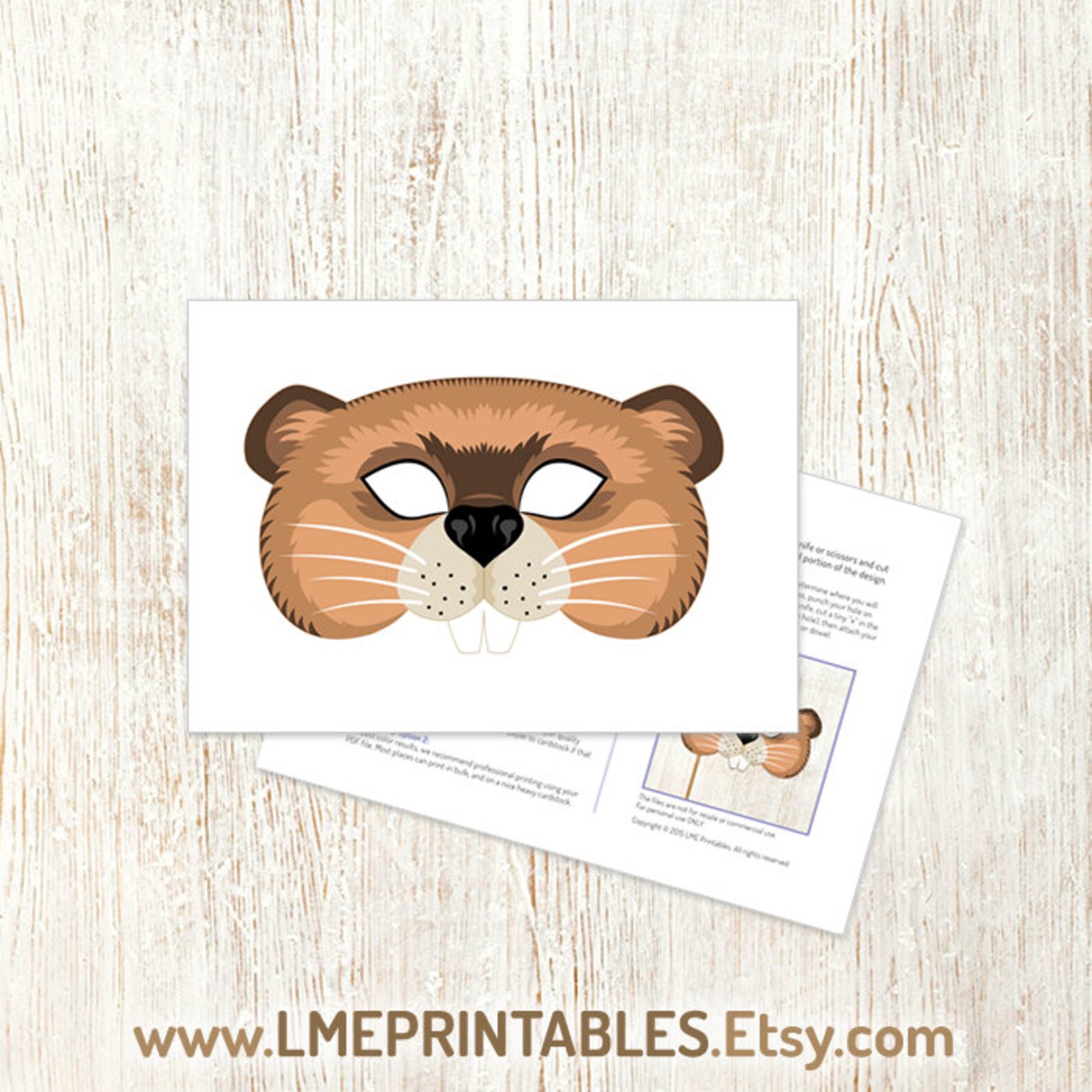 Beaver Printable Mask Castor Rodent Halloween Costume Woodland - Etsy