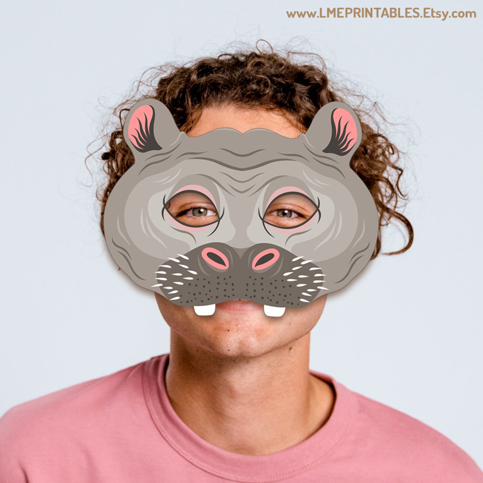 Hippo Printable Mask Hippopotamus Halloween Costume Pool Party Favor ...