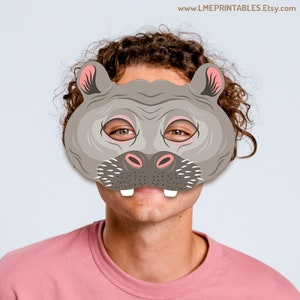 Hippo Printable Mask Hippopotamus Halloween Costume Pool Party Favor ...