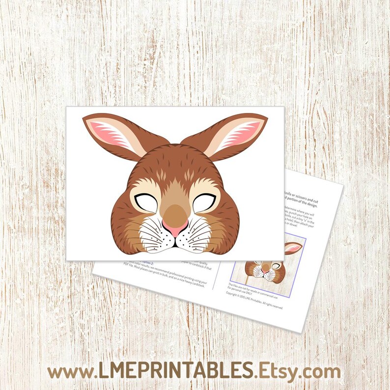 Brown Rabbit Printable Mask Hare Costume Animal Bunny Easter Activity ...