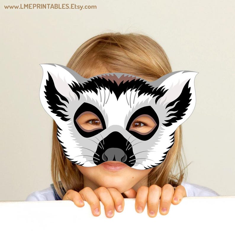 Lemur Mask Printable Halloween Costume Monkey Primate Animal Mask Aye ...