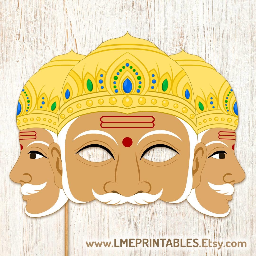 Brahma Mask Printable Lord God Hinduism Halloween Costume Ancient India ...