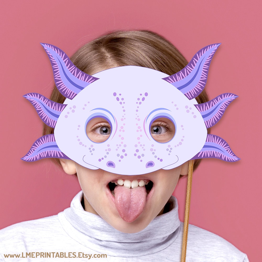 Lavender Axolotl Mask Printable Halloween PDF Paper Costume Template ...