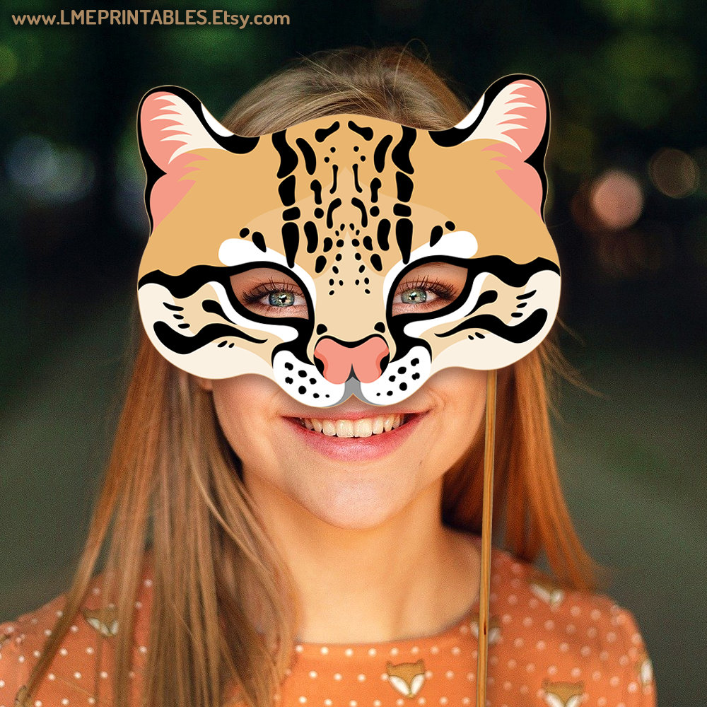 Ocelot Mask Printable Animal Costume Rainforest Kid Adult Birthday ...