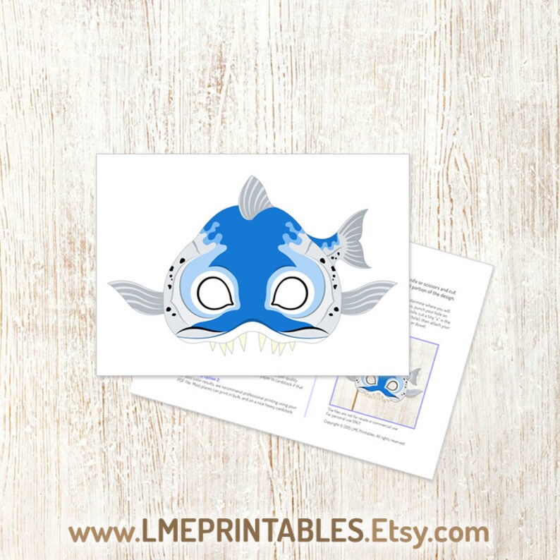 Barracuda Fish Mask Printable Halloween Costume Pool Party - Etsy