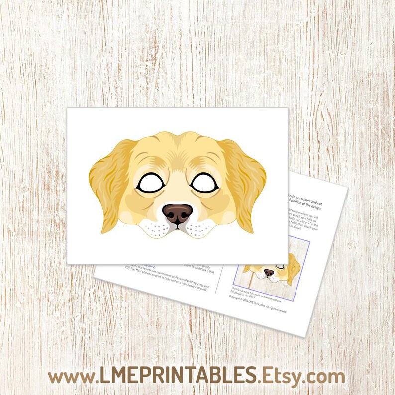Golden Retriever Dog Mask Printable Costume Halloween Labrador Puppy ...
