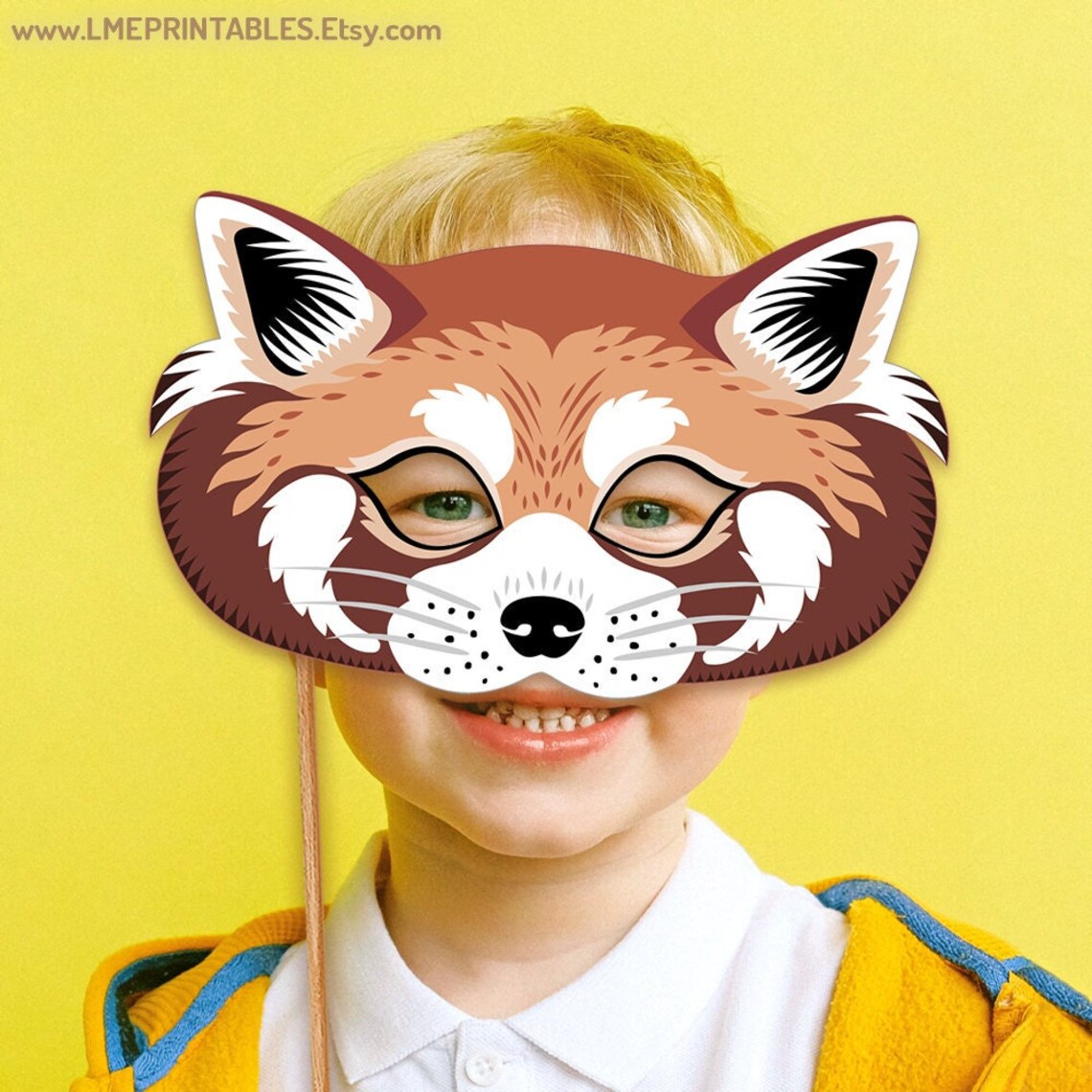 Red Panda Mask Printable Halloween Costume Asian Animals Paper - Etsy