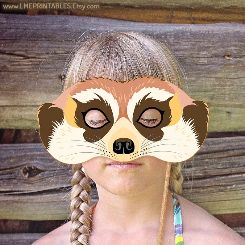 Meerkat Mask Printable Animal Costume Safari Halloween Funny Party ...