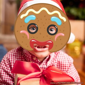 Gingerbread Man Mask Printable Christmas Cookie Costume Winter Party ...