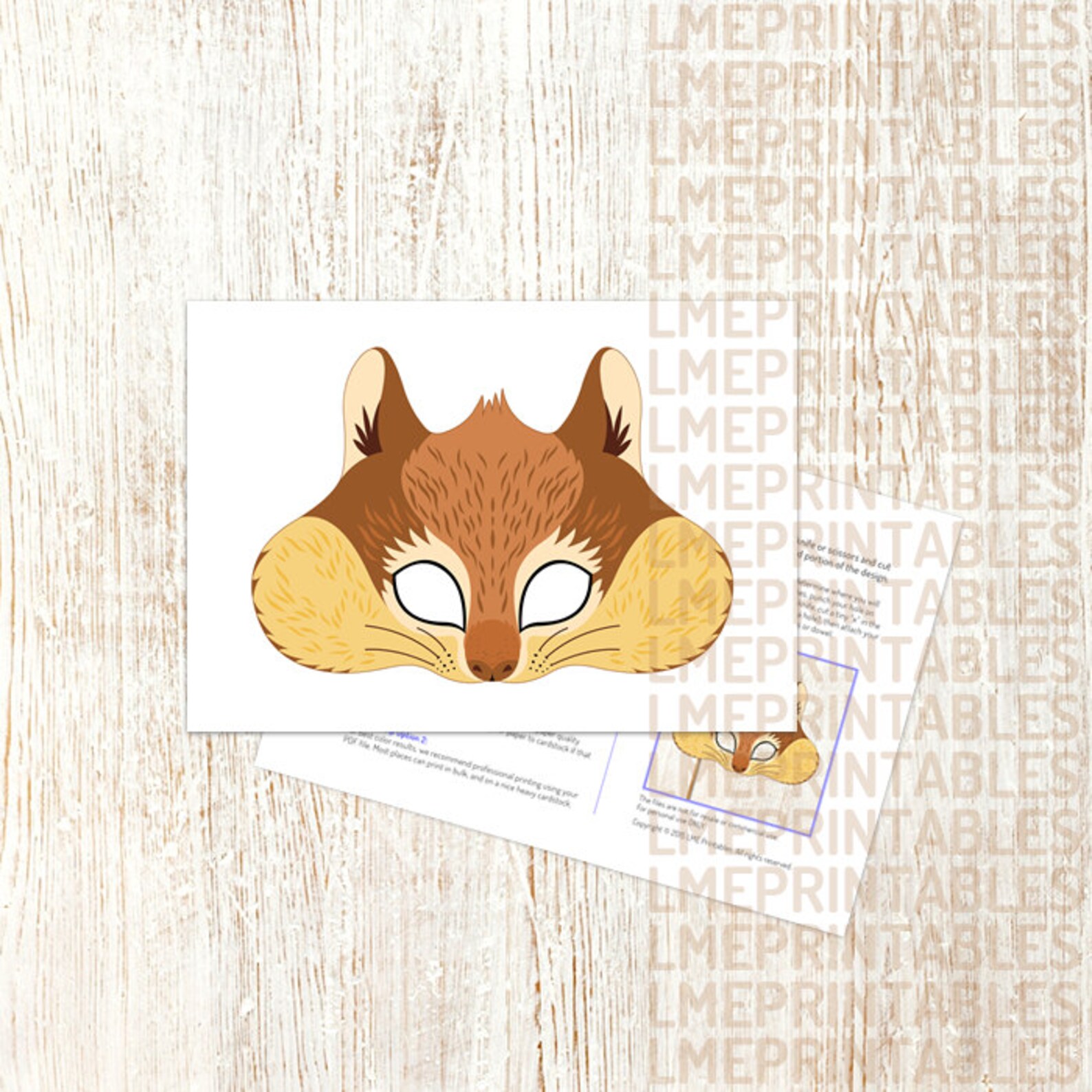 Squirrel Printable Mask Chipmunk Rodent DIY Animal Masks Booth | Etsy