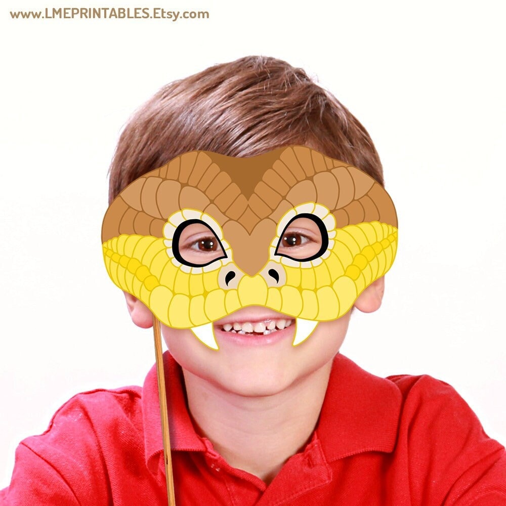 Mr Snake Printable Mask Costume Halloween Reptile Brown Yellow Lizard ...