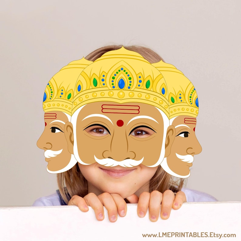 Brahma Mask Printable Lord God Hinduism Halloween Costume Ancient India ...