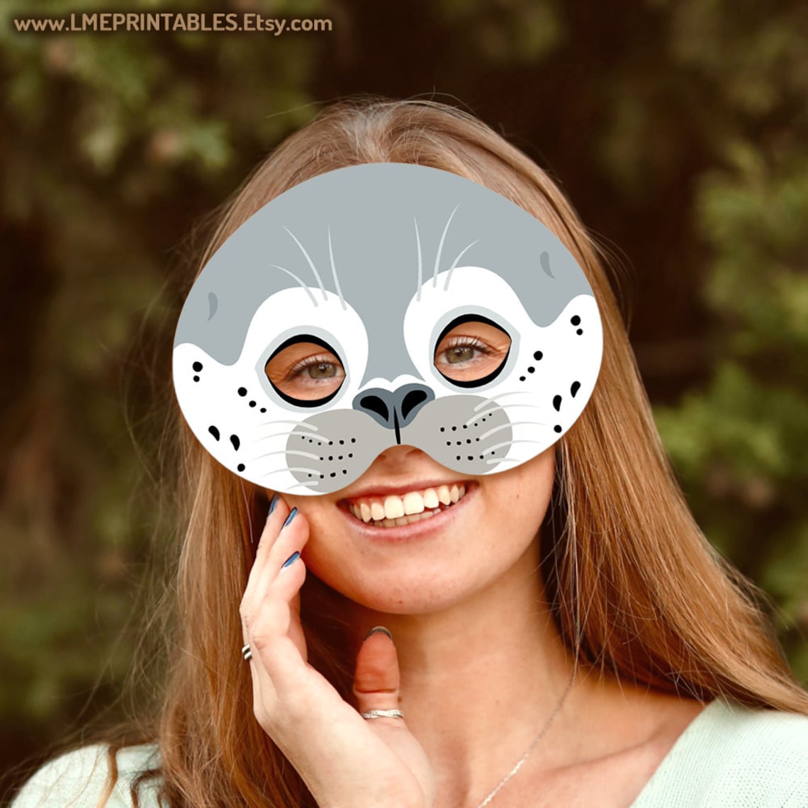 Seal Mask Printable Harbor Seal Gray Harp Halloween (Instant Download ...