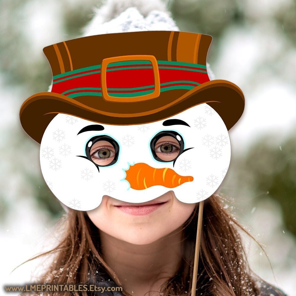 Snowman Mask Printable Halloween Costume Winter Party Snow Man ...