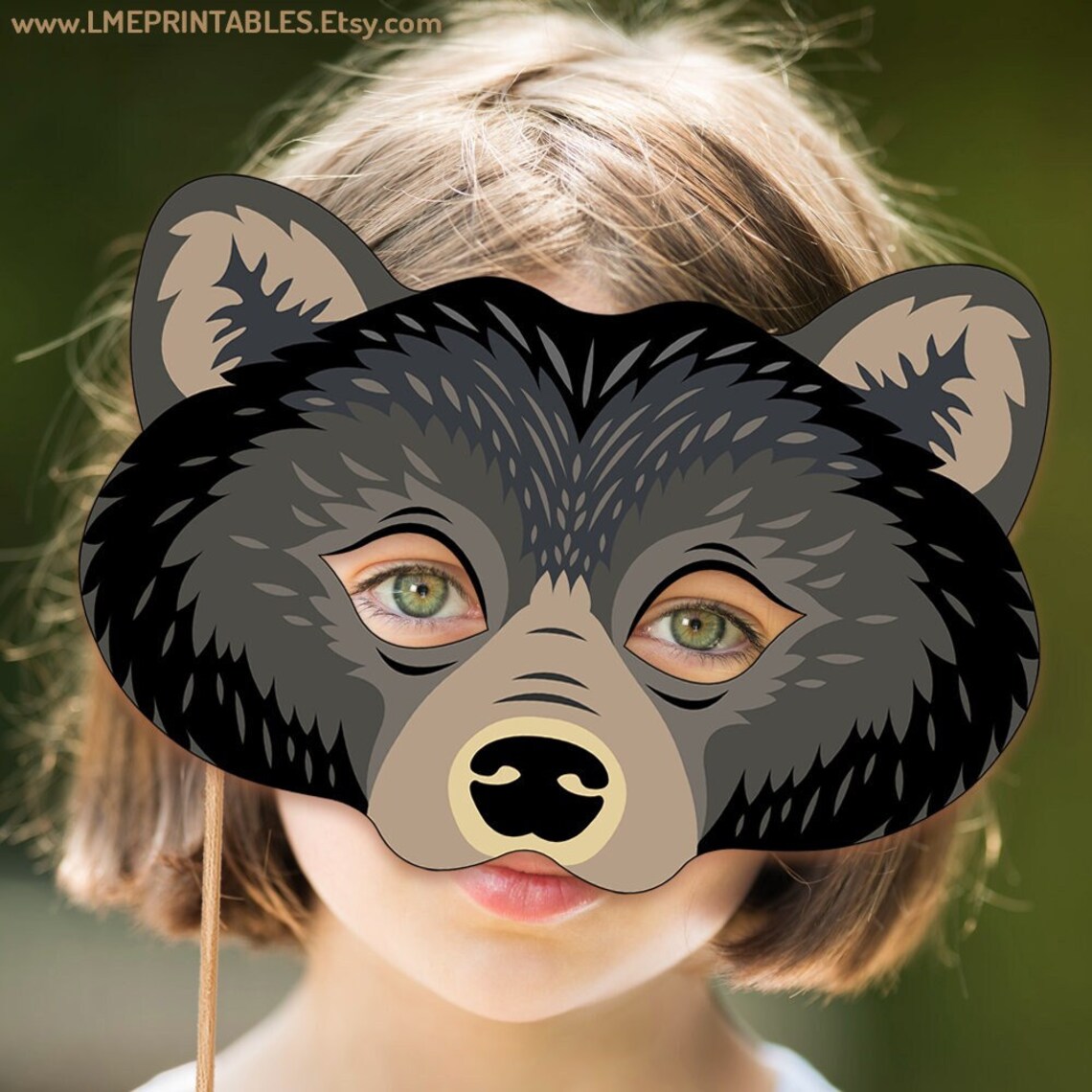 Black Bear Mask Printable Halloween Costume Woodland Animal - Etsy