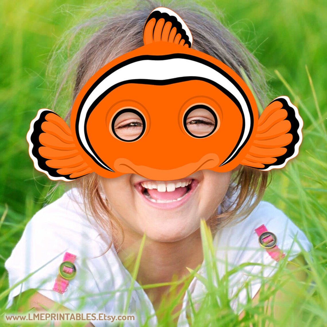 Clownfish Printable Mask Halloween Costume Clown Fish Orange - Etsy
