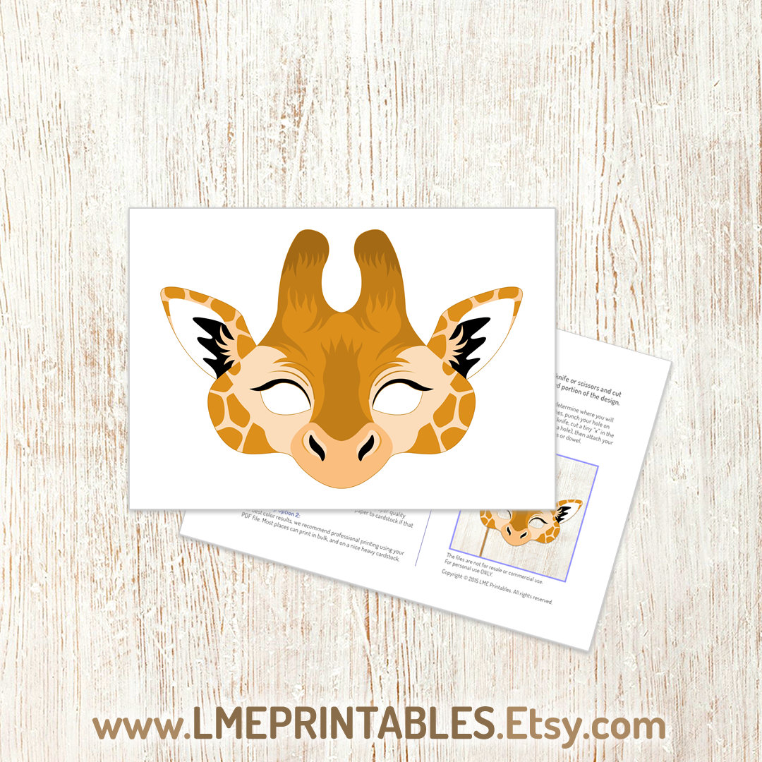 Giraffe Printable Mask Costume Safari Animal Africa Photo Booth ...