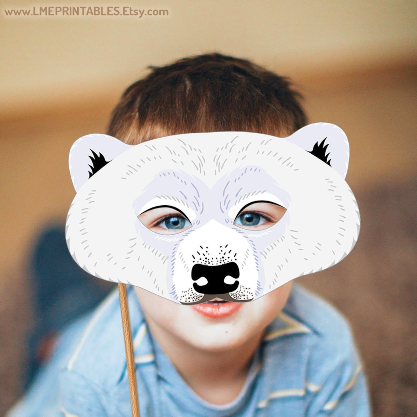 Polar Bear Mask Printable Costume Halloween White Ice Bear - Etsy