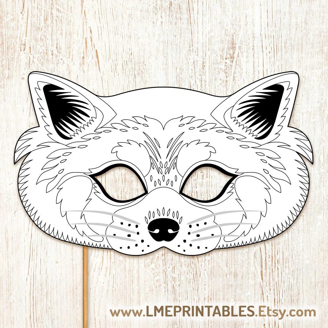 Red Panda Coloring Mask Printable Halloween Costume Asian Animal Paper ...