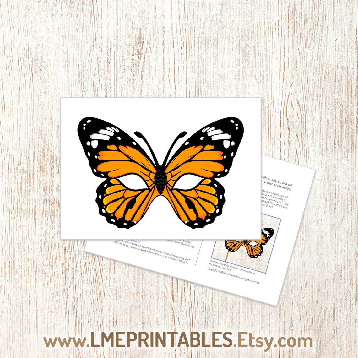 Monarch Butterfly Mask Printable Halloween Costume Animal - Etsy